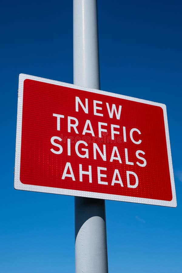 New Traffic Signals Ahead Sign Maghull May 2020 Stock Image - Image of ...
