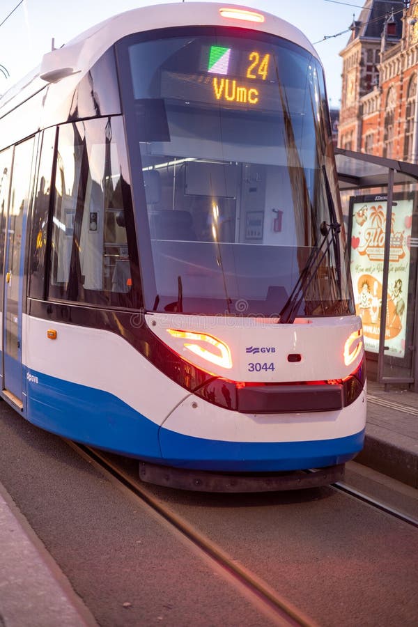 New tram in Amsterdam editorial stock photo. Image of center - 268768738