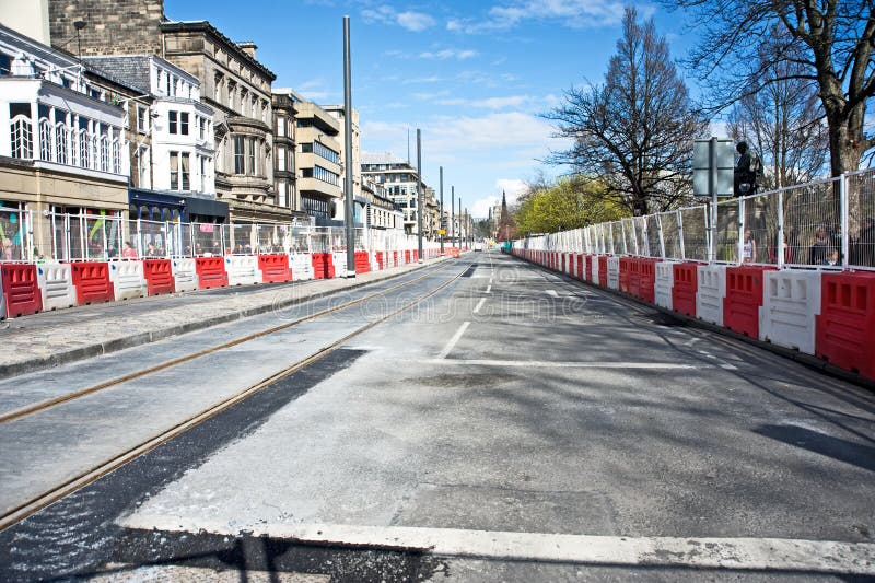 New tram line in Edinburgh editorial stock image. Image of street ...