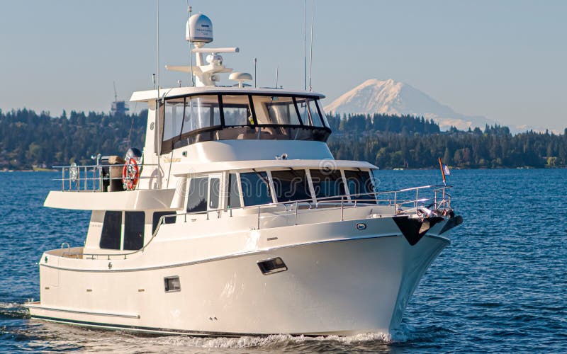 New Trawler Yacht Sailing in Seattle Editorial Stock Image - Image of ...