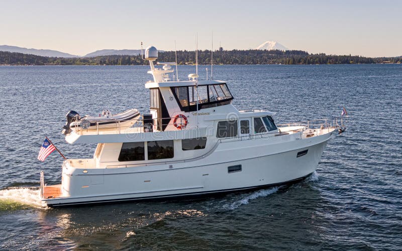 New Trawler Yacht Sailing in Seattle Editorial Photo - Image of ship ...