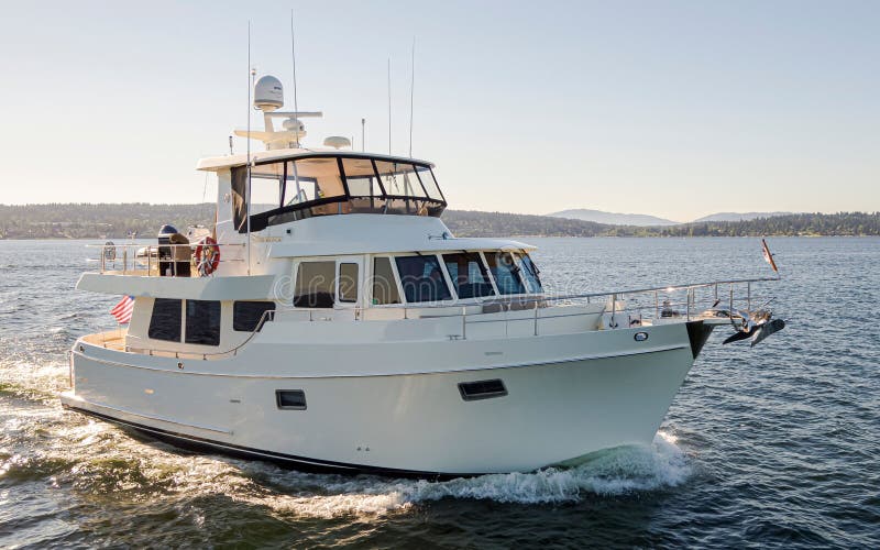 New Trawler Yacht Sailing in Seattle Editorial Stock Photo - Image of ...