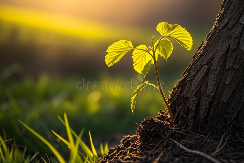 New Tree Shoots Growing for Nature Stock Photo - Image of green ...