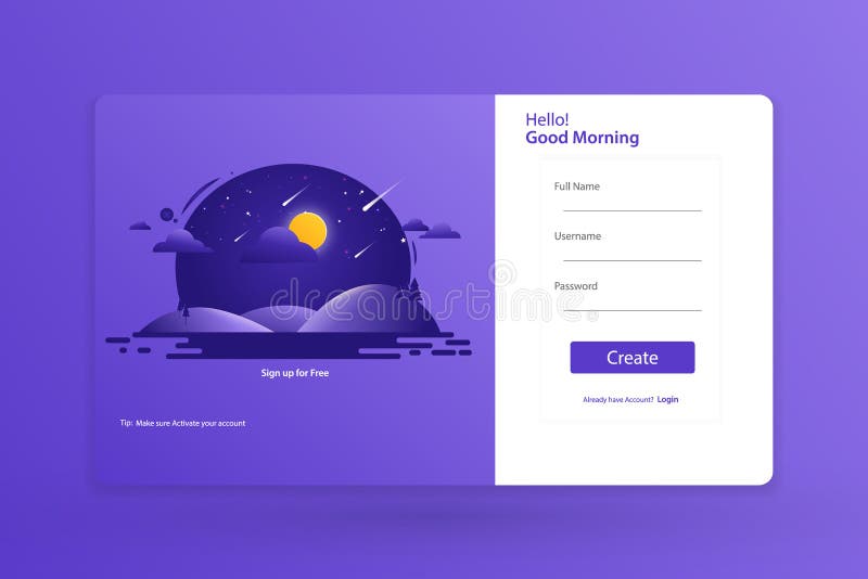 Sing Up Form Landing Page Design Template Concept Vector Illustration ...