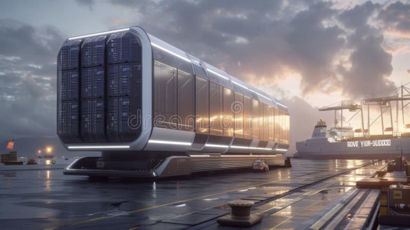 A New Type of Hightech Container is Loaded Onto a Futuristic Ship ...