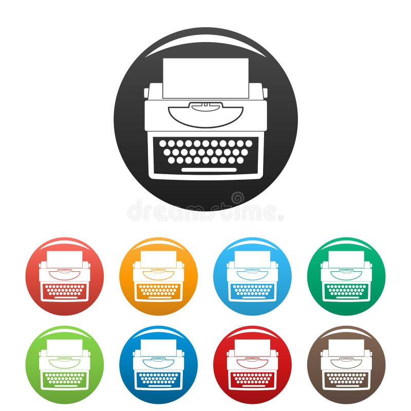 New Typewriter Icons Set Color Stock Vector - Illustration of ...