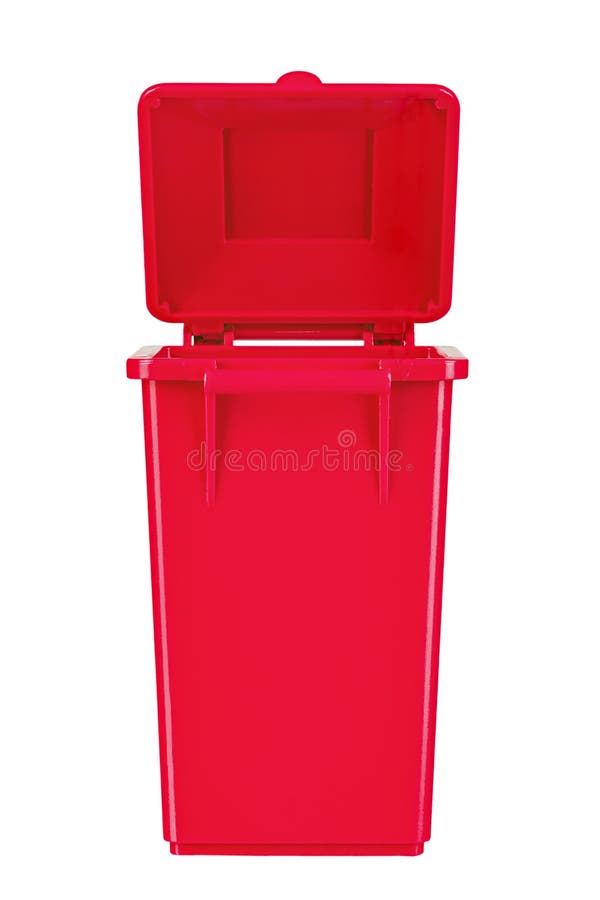 A New Unbox Red Large Plastic Bin Isolated on White Background. Garbage ...
