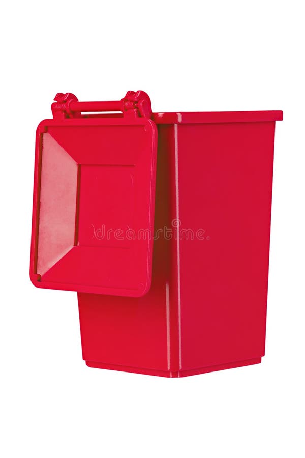 A New Unbox Red Large Plastic Bin Isolated on White Background. Garbage ...