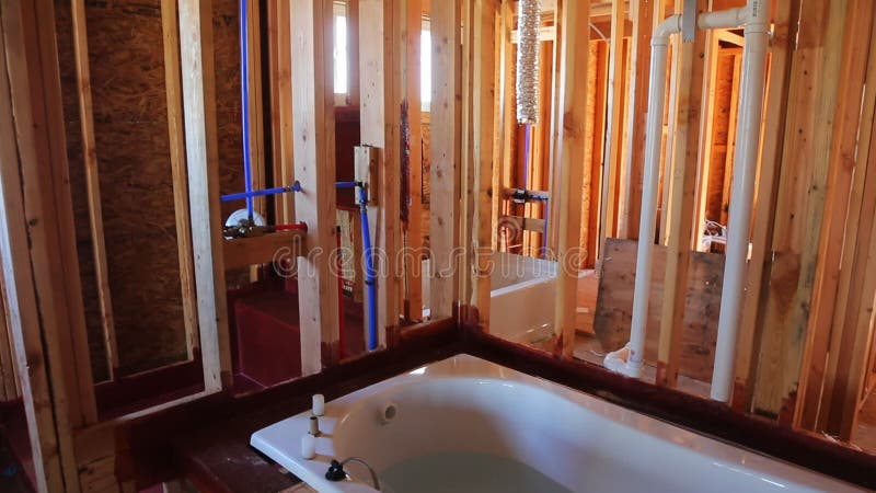 New Under Construction Bathroom Interior with Interior Framing of New ...