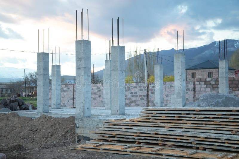 New Unfinished House Construction in a Construction Site Stock Photo ...