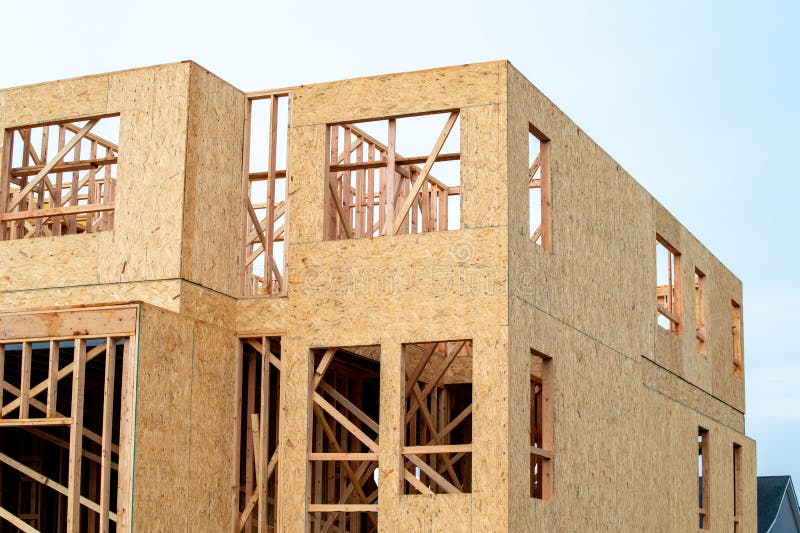New Unfinished Plywood House Frame Plank Wall Stock Photo - Image of ...