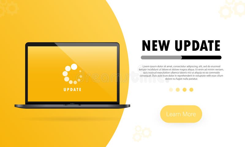 New Update for Notebook. Installation Process in Monitor Screen. Vector ...