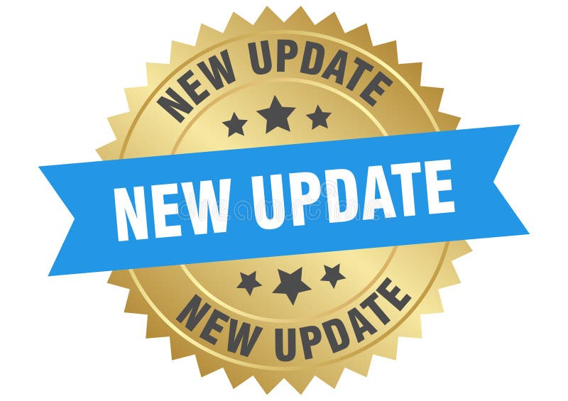 New Update. New Update Round Blue and Gold Label Isolated on ...