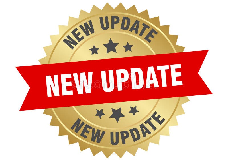 New Update. New Update Round Red and Gold Label Isolated on Transparent ...