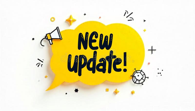 New Update Vector Yellow Banner with Megaphone Icon in Modern Flat ...