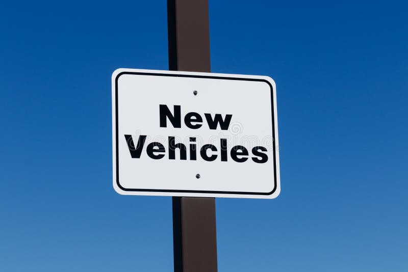New Vehicles Sign at a Car Dealership Stock Image - Image of dealership ...