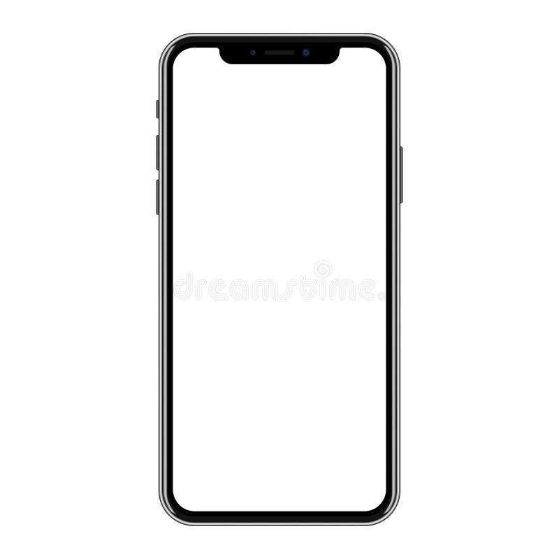 New Version of Black Smartphone with Blank White Screen Stock Vector ...