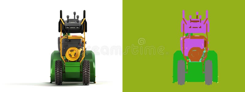 New Walk Behind Tractor Back View 3d Render on White with Colored Alpha ...