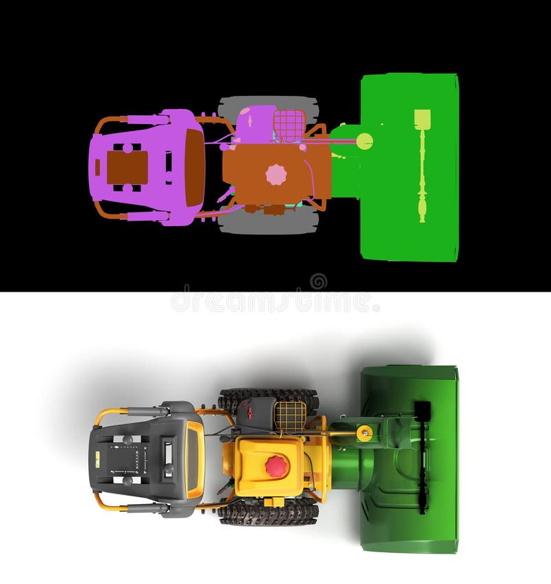 New Walk Behind Tractor Top View 3d Render on White with Color Alpha ...