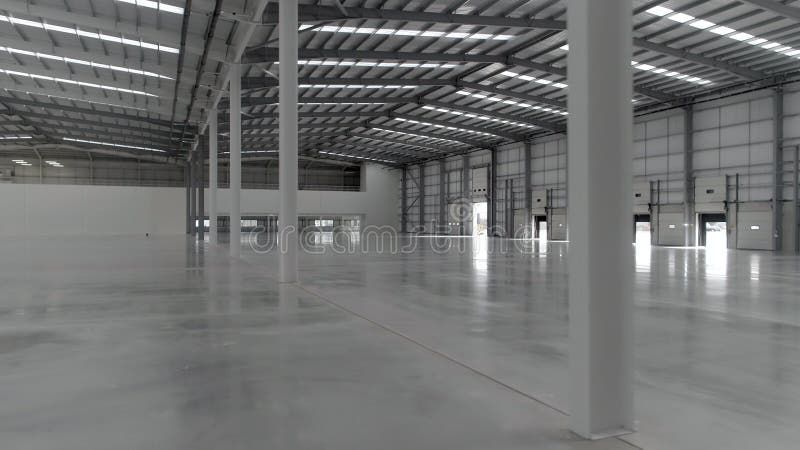 New Warehouse Interior View Showing an Empty Facility Stock Video ...