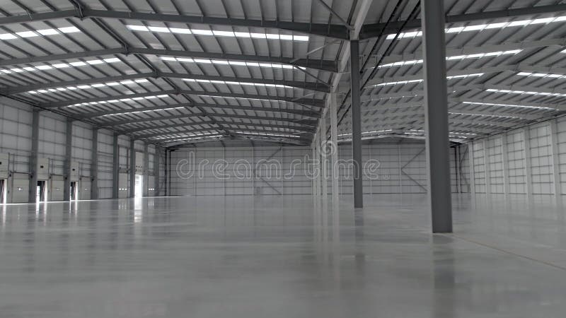 New Warehouse Interior View Showing an Empty Facility Stock Video ...