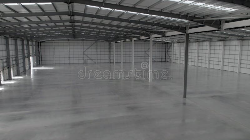 New Warehouse Interior View Showing an Empty Facility Stock Footage ...