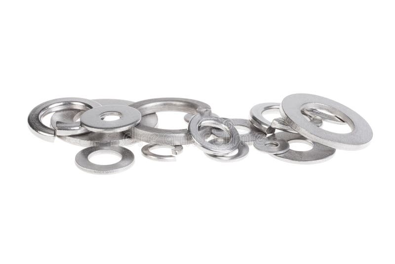 New Washers and Spring Washers, Solated White Background Stock Image ...