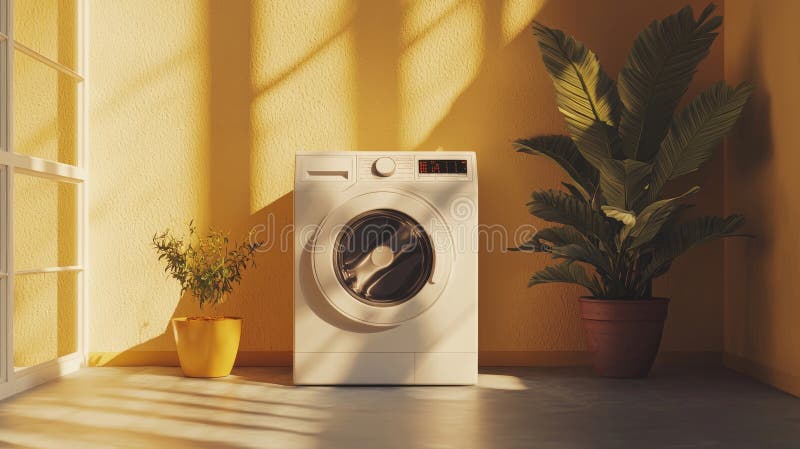 A New Washing Machine, Displayed Solo on a White Surface. Studio ...