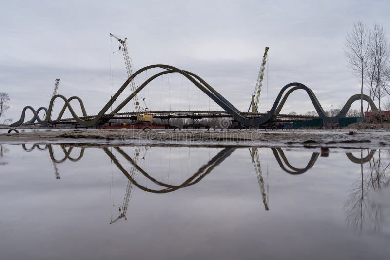 New Wave Bridge in Kyiv. Construction 2024 Stock Photo - Image of ...