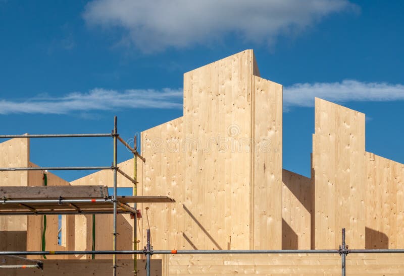 The Construction of a New House Stock Image - Image of structure, wood ...