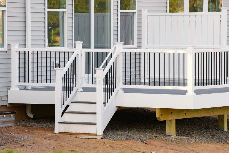 New White Deck from the Back of the House Stock Photo - Image of brown ...