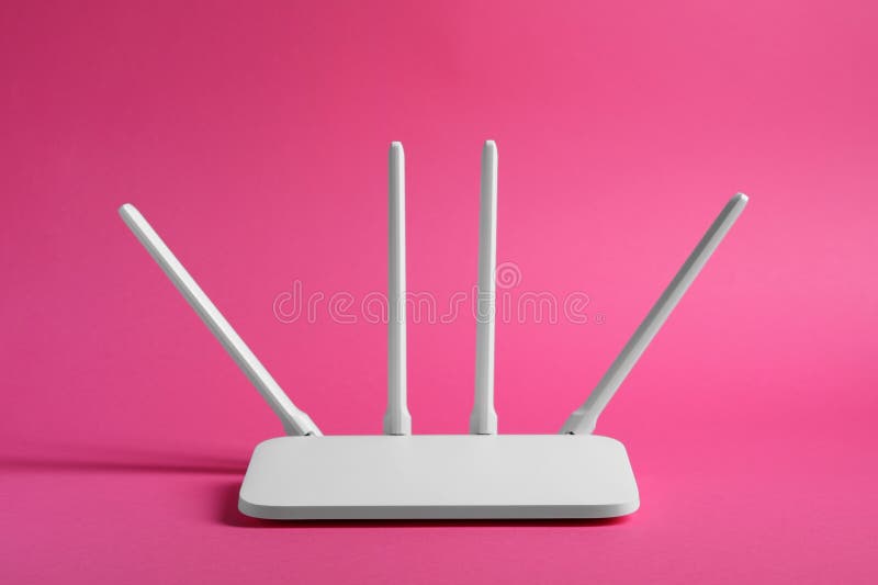 New White Wi-Fi Router on Pink Background Stock Image - Image of ...