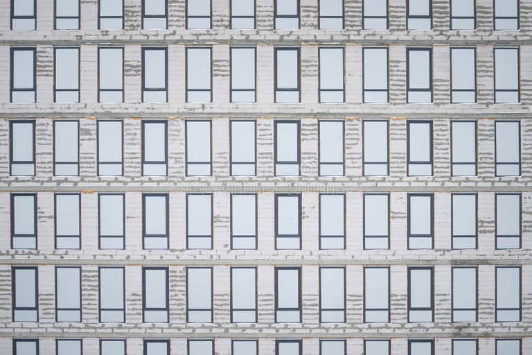 New Windows in a House Under Construction. Texture of a House with ...