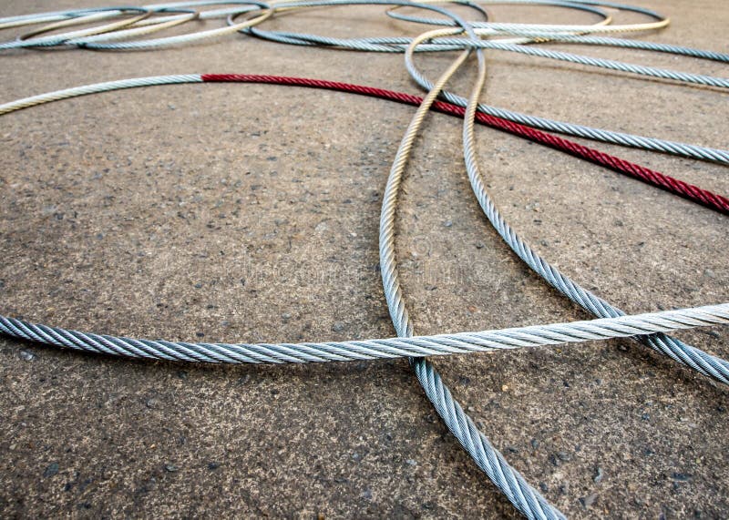 New Wire Rope Cable on Concrete Floor Stock Photo - Image of concrete ...
