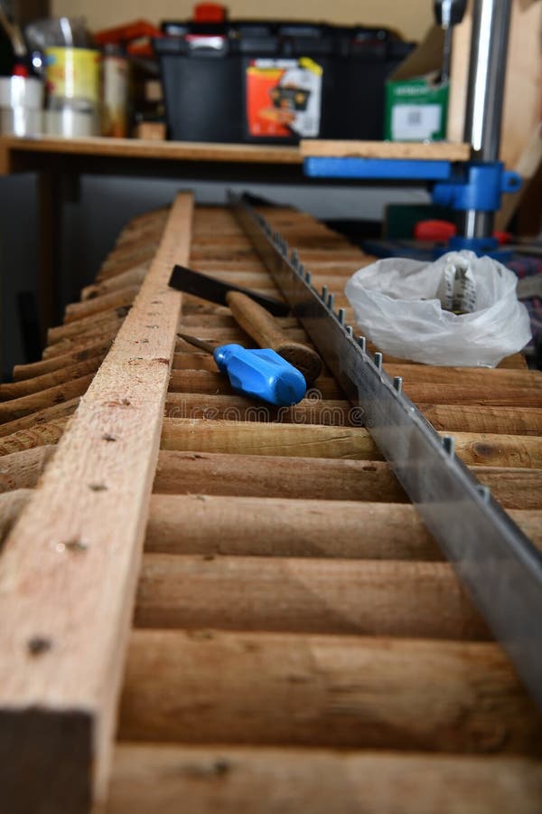 New Wood Curb in the Workshop Stock Image - Image of sidewalk, drill ...