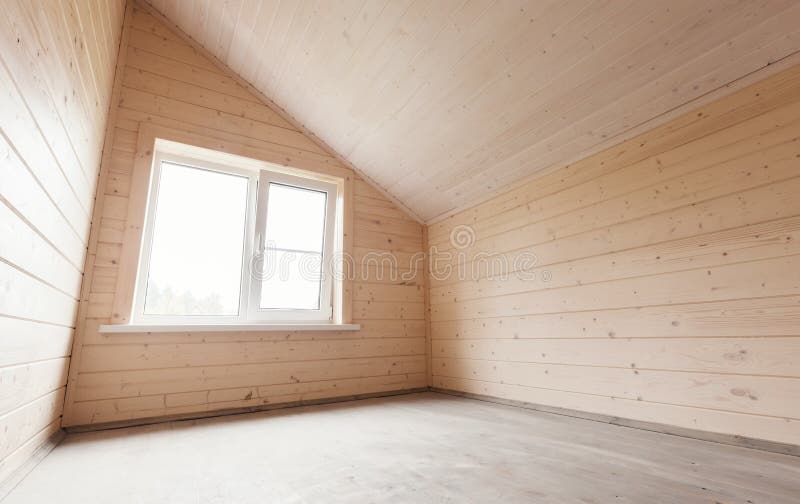 Empty Attic Window with White Background Stock Photo - Image of floor ...