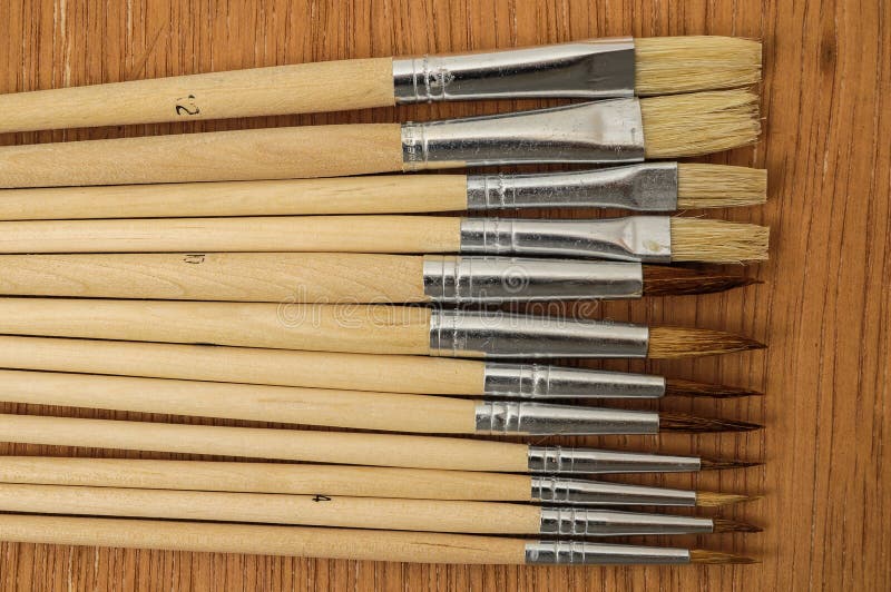 New Wooden Different Paintbrush Texture Stock Image - Image of ...