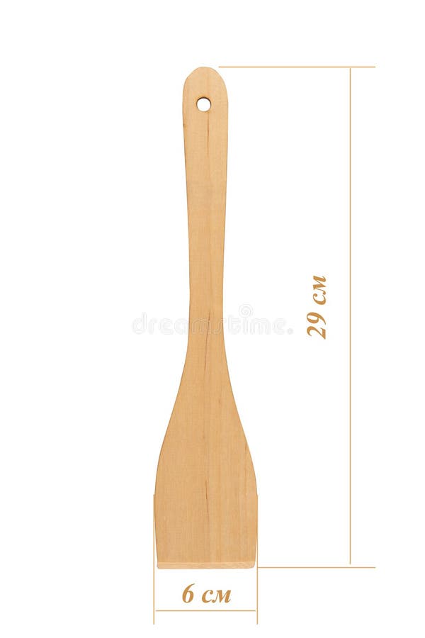 New Wooden Kitchen Spatula with Dimensions on a White Background. Stock ...
