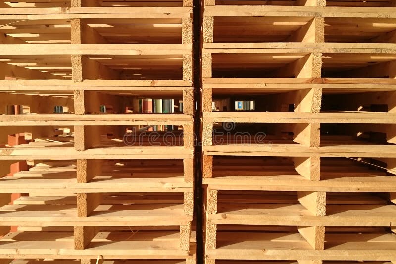 New Wooden Pallets is Stack in the Warehouse of Cargo Delivery E Stock ...