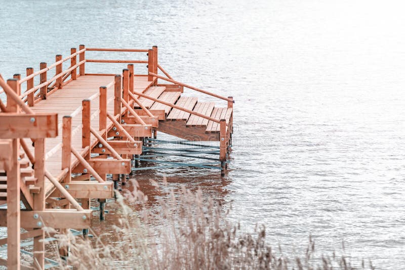 Wooden Platform by the Lake Stock Image - Image of water, lookout ...