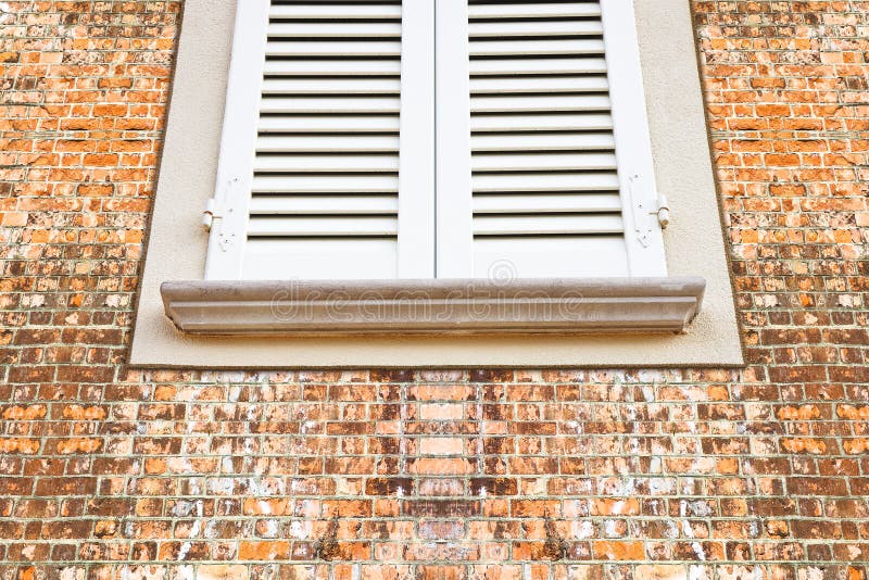 New Wooden Window Against a Brick Wall Stock Photo - Image of closed ...