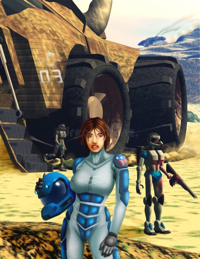 Running robots woman stock illustration. Illustration of rendering ...