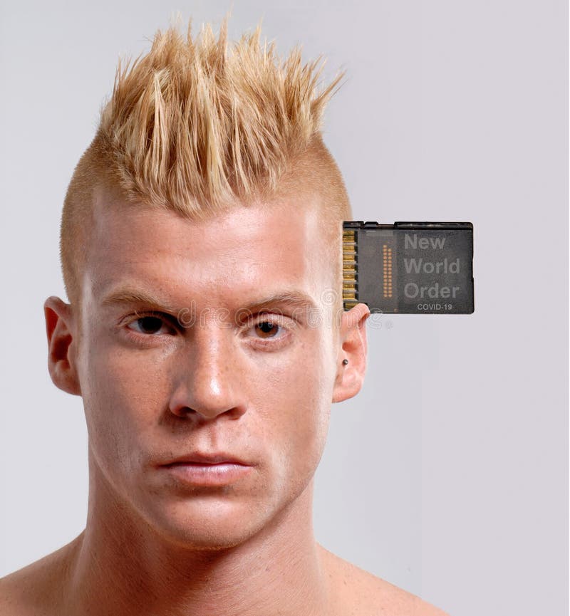 New World Order Concept on Computer Chip on Human Head Stock Photo ...