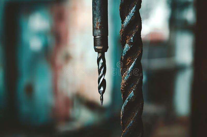 New and Worn Drill Bits Hanging in Workshop Stock Photo - Image of ...