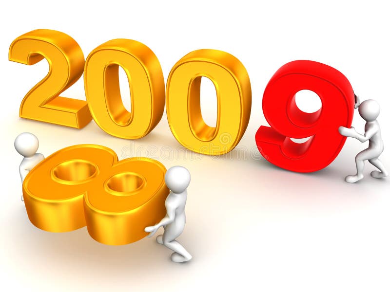 New Year 2009 3D Gold Numbers Stock Illustration - Illustration of ...