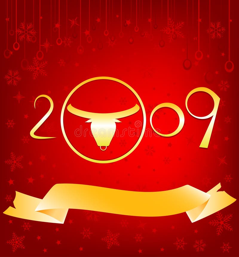 New Year 2009 stock illustration. Illustration of bull - 7399035