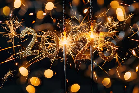 Background with Gold Bokeh, with Flares New Year S Eve 2025 Stock ...