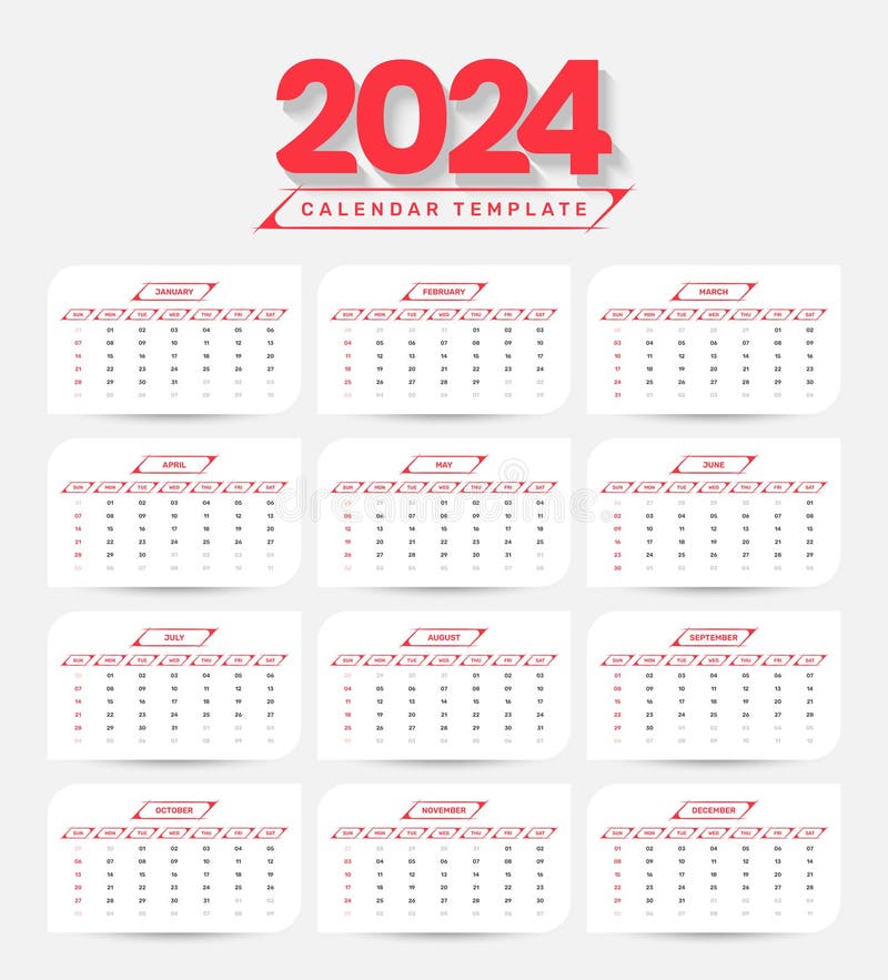 New Year 2024 Abstract Calendar Date Element Template Design with ...