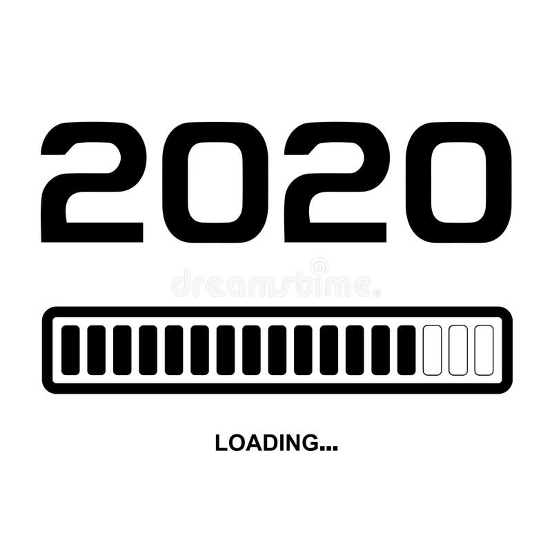 New Year Background Design 2020 Loading in Black and White Colors Stock ...