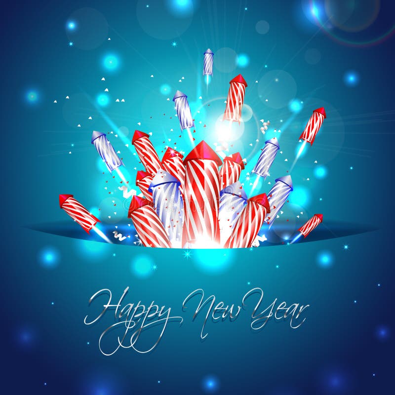 New Year Background with Fireworks in Pocket Stock Illustration ...